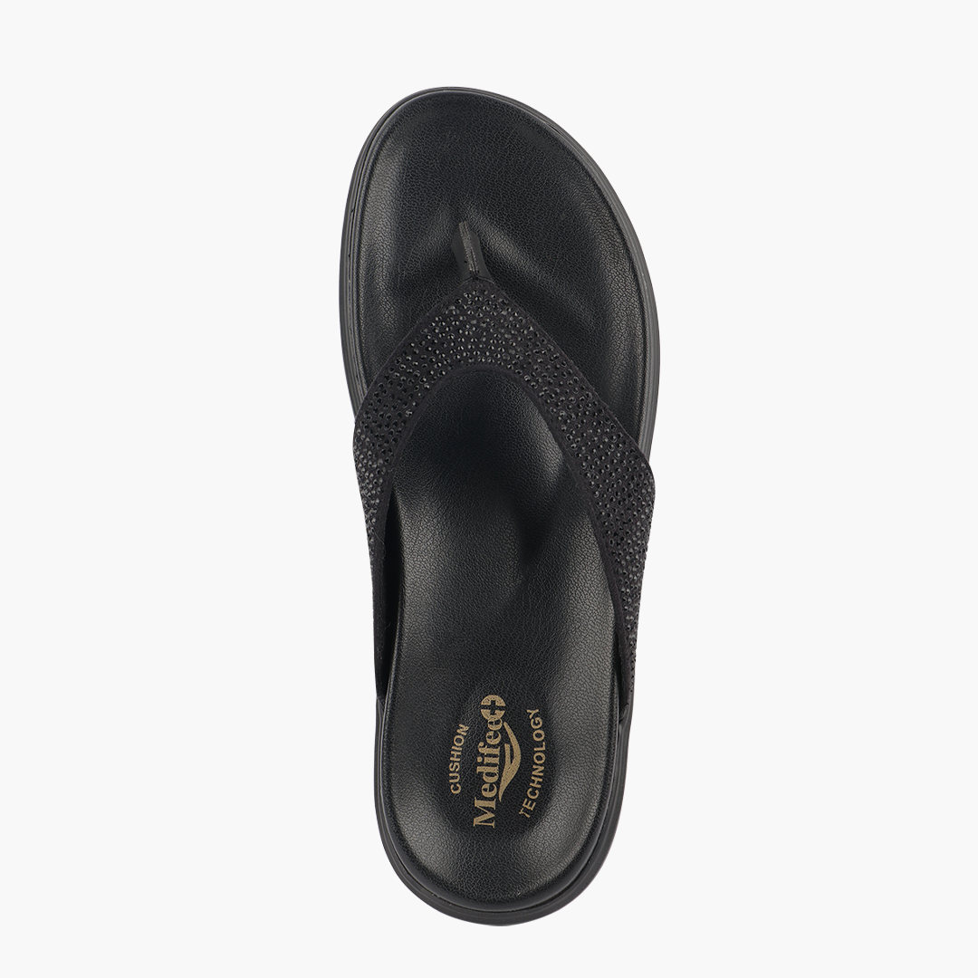 Medifeet Premium V Strap Slippers for Women (Comfortable Leather Slipp