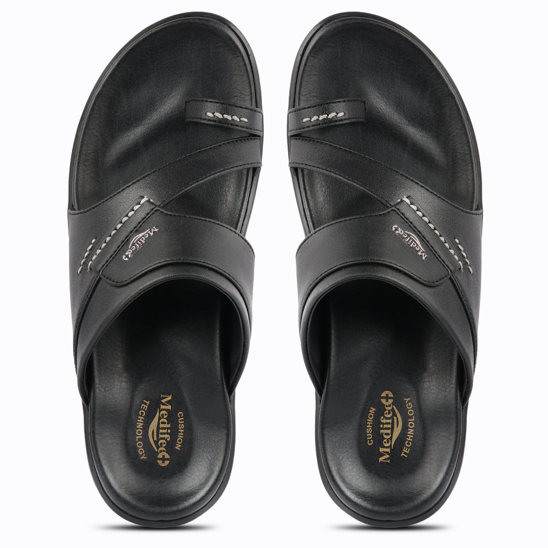 Medifeet Classic Design Leather Slippers for Men (Ideal for Long Wear)